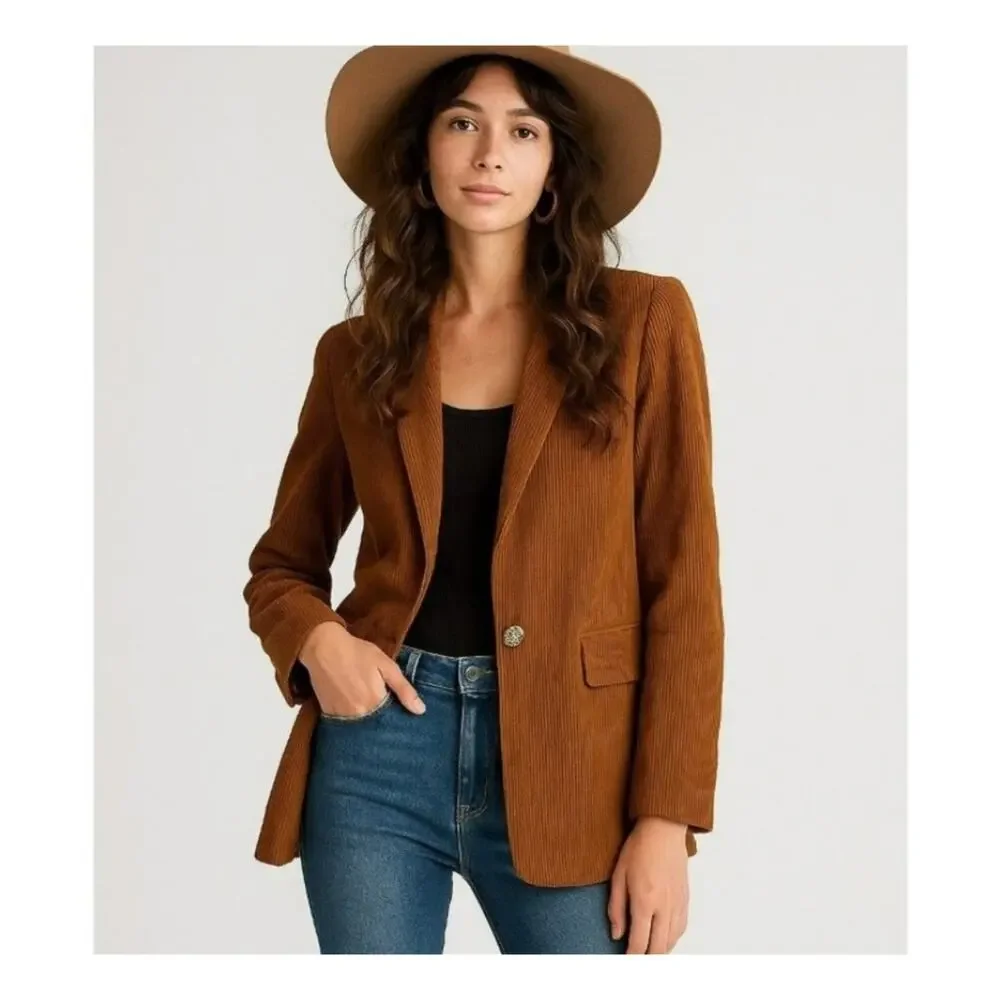 Rachel Zoe | Jackets & Coats | Rachel Zoe Womens Brown Corduroy Blazer ...